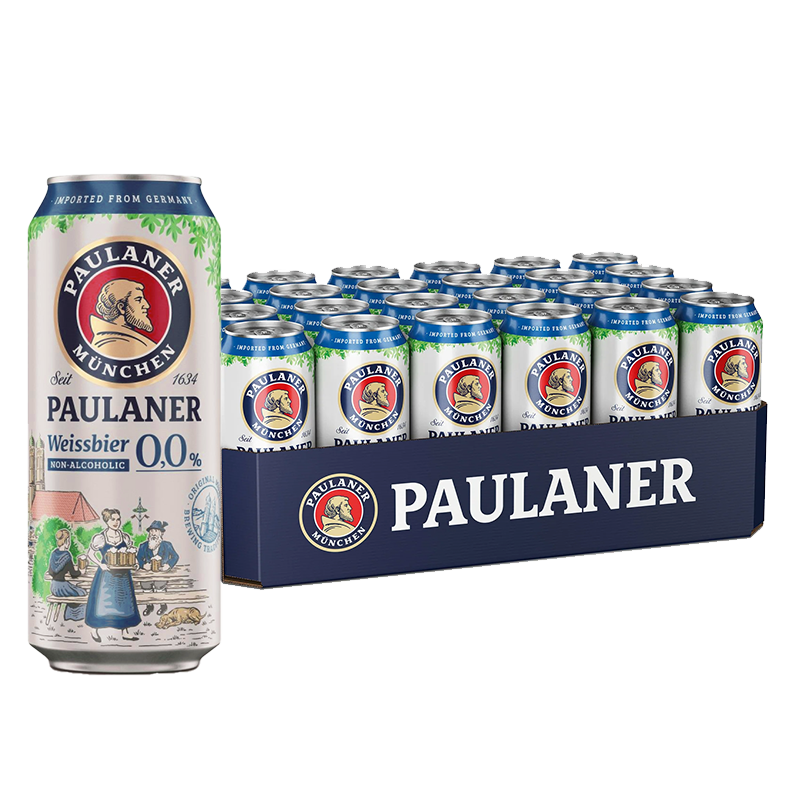Paulaner Weissbier Non-Alcoholic 0.0% (Wheat Beer) Can 500ml - 24 Pack ...